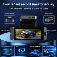 China 3.39 Inch IPS Display 4K Dashcam 4 Channel Four Lens Camera with 360 Panoramic View Front Rear Left and Right F6 for sale