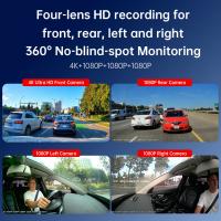 China 3.39 Inch IPS Display 4K Dashcam 4 Channel Four Lens Camera with 360 Panoramic View Front Rear Left and Right F6 for sale