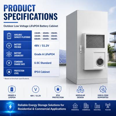 China 50kWh IP54 Outdoor LiFePO4 Battery Cabinet 48V 51.2V Modular Energy Storage System Home Commercial Solar for sale