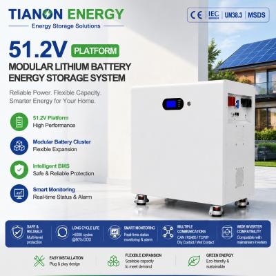 China 51.2V 10.24kWh 200Ah LiFePO4 Battery Energy Storage System Modular Cluster CAN RS485 TCP/IP Home Commercial ESS for sale