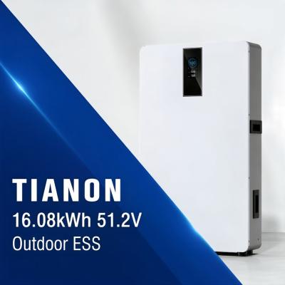 China Outdoor IP65 LiFePO4 Battery 51.2V 314Ah 16.08kWh 157mm Ultra-Slim 10kW 8000 Cycles Energy Storage System for sale