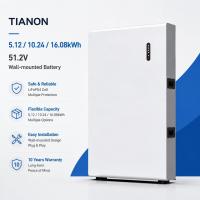 China Series Wall-Mounted LiFePO4 Battery 51.2V 5kWh 10kWh 16kWh Solar Energy Storage System for Home TIANON for sale