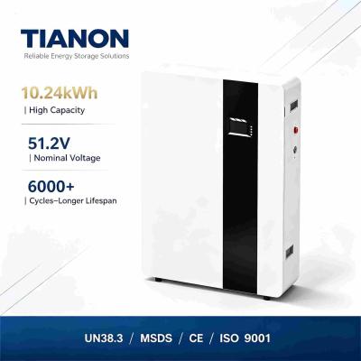 China 51.2V 100Ah 200Ah Wall Mounted LiFePO4 Solar Battery Home Energy Storage System - Tianon for sale