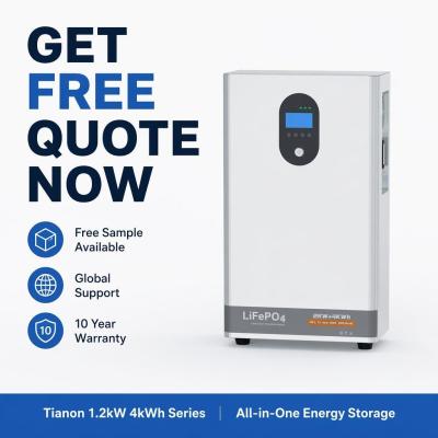 China 1.2kW 4kWh All-in-One Solar Energy Storage System LiFePO4 Battery Pure Sine Wave Off-Grid Home Solar Kit Tianon for sale