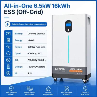 China 6.5kW 16kWh All In One LiFePO4 Solar ESS Whole Home Off Grid Solar Energy Storage Power Kit - Tianon for sale