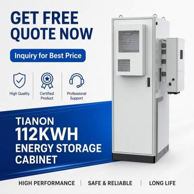 China 112kWh Industrial Commercial Energy Storage Cabinet LiFePO4 Battery System for Factory Solar Power Tianon for sale