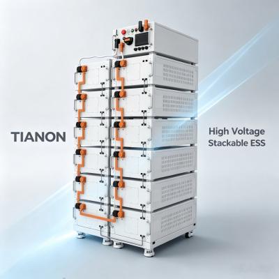 China 112kWh Stacked High-Voltage LiFePO4 Battery 7-Module 358.4V Energy Storage System for Home Solar Tianon P006-2 for sale
