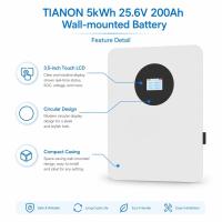 China 25.6V 200Ah 5.12kWh Wall Mounted LiFePO4 Powerwall Household Solar Residential Home Energy Storage Battery - TIANON for sale