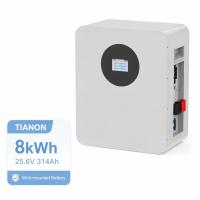 China 25.6V 314Ah 8.038kWh Wall-Mounted LiFePO4 Battery Powerwall for Whole House Solar Storage TIANON for sale