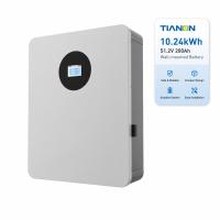 China 51.2V 200Ah 10.24kWh Wall-Mounted LiFePO4 Battery Powerwall for Whole House Solar Storage TIANON for sale