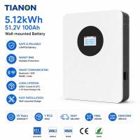 China 51.2V 100Ah 5.12kWh Wall-Mounted LiFePO4 Battery Powerwall for Home Solar Energy Storage TIANON for sale