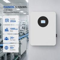 China 51.2V 100Ah 5.12kWh Wall Mounted LiFePO4 Powerwall Residential Off Grid Solar Household Home Energy Storage Battery - Tianon for sale