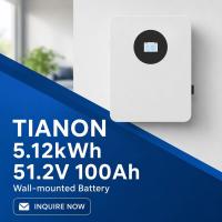 China 51.2V 100Ah 5.12kWh Wall-Mounted LiFePO4 Battery Powerwall for Home Solar Energy Storage TIANON for sale