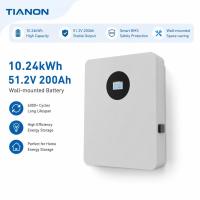 China 51.2V 200Ah 10.24kWh Wall Mounted LiFePO4 Powerwall Whole House Off Grid Solar Residential Household Energy Storage Battery - Tianon for sale