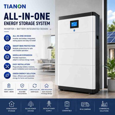 China 20kWh 30kWh 40kWh Stackable LiFePO4 Battery Energy Storage System 10kWh Module Solar Backup Power - Tianon for sale