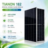 China 625W-N 600W-625W Bifacial N-Type Solar Panel Double Glass 132 Half-Cells 23.13% Efficiency PV Module TIANON for sale