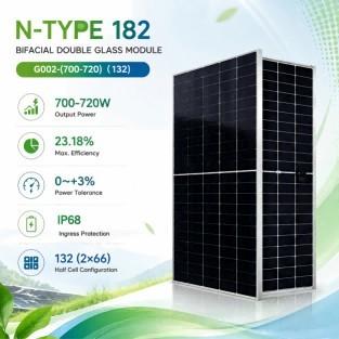 China 700W Bifacial N-Type Solar Panel Double Glass 132 Half-Cells 23.18% Efficiency PV Module TIANON for sale
