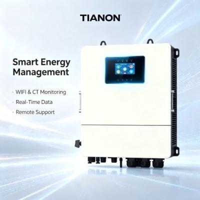 China 16kW Single Phase Hybrid Solar Inverter Dual MPPT IP65 230Vac with 4.3 Inch Touch Screen TIANON for sale
