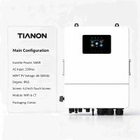 China 16kW Single Phase Hybrid Solar Inverter Dual MPPT IP65 230Vac with 4.3 Inch Touch Screen TIANON for sale