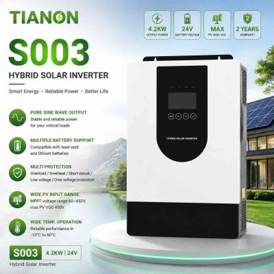 China 4KW 24V Hybrid Solar Inverter 5000W MPPT PV Input with 100A Charging Current for sale