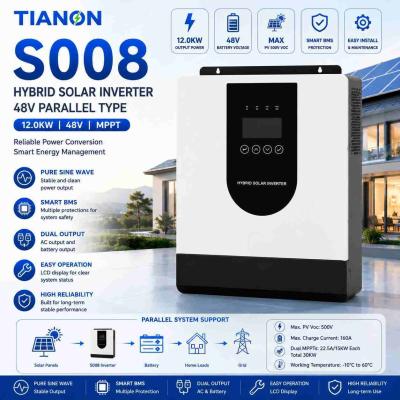 China 12KW 48V Parallel Solar Hybrid Inverter Dual MPPT 15kW PV Input 160A Charging for sale