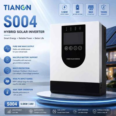 China 5.5KW 24V Hybrid Solar Inverter 9000W MPPT Dual Output with 160A Charging Current for sale