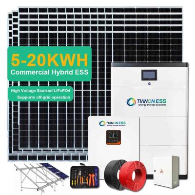 China MPPT Hybrid 5kW Solar Power System 580-740W LiFePO4 Battery Home Storage ESS for sale