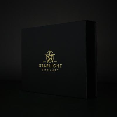 China Custom Three Bottles Gift Box Set Matte Black Luxury Cardboard Flip Foldable Wine Packaging Rigid Box for sale