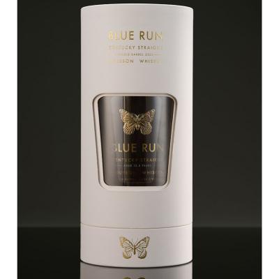 China Rotatable Display Luxury Wine Bottle Tube Box Packaging With Clear Window LED Light Velvet for sale