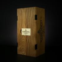 China Luxury Wooden Wine Packaging Box Recycled Custom Logo For Single Bottle Packaging EVA Insert Metal Label for sale