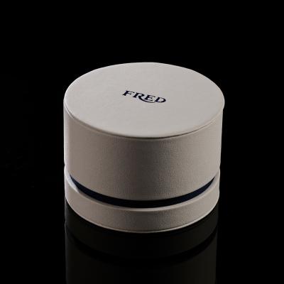 China White Round Luxury Velvet Engagement Ring Box Jewelry Idea Gift Box for sale