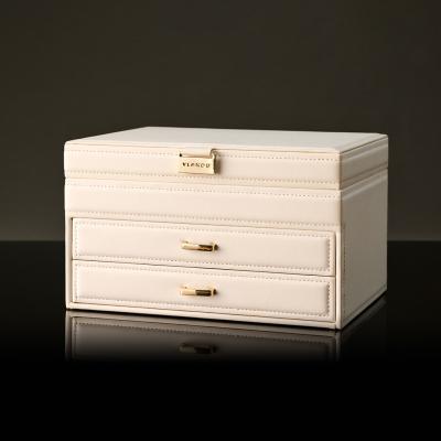 China Multi Layer Portable Leather Stackable Jewelry Storage Boxes Classic Collection Packaging for sale