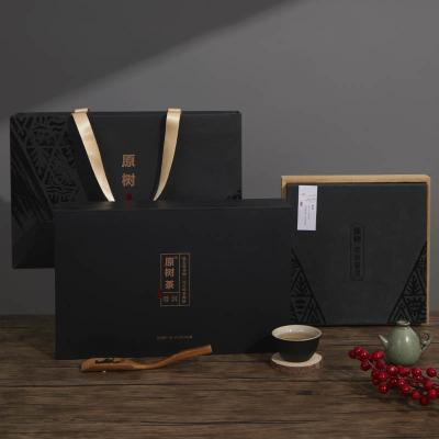 China Custom Tea Gift Packaging Box Recyclable Wooden Box Paper Bag With Logo for sale