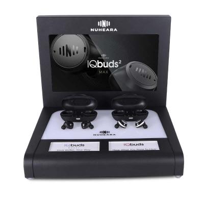 China Frosted Black Acrylic Earphone Display Holder Headphone Headset Display Stand Rack Insert SD Card for sale