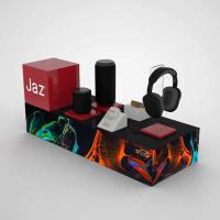 China 4 In 1 Desktop Black Plexiglass Acrylic Wireless Earphone Display Stand In Ear Headphone Rack for sale