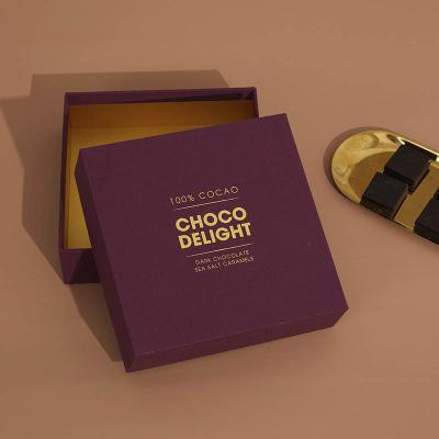 China Gold Stamping Inner Paper Chocolate Gift Packaging Luxury Food Gift Top And Bottom Box for sale
