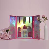 China Double Door Rigid Luxury Perfume Set Gift Box Packaging Shiny Rainbow Laser Color for sale