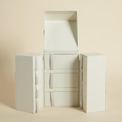 China Clamshell Double Open Door Jewelry Gift Boxes With Multi Layer Drawer Customizable for sale