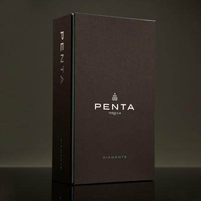 China Soft Touch Matte Black Wine Packaging Box Custom Rigid Paper Clamshell Cover Foldable Box for sale