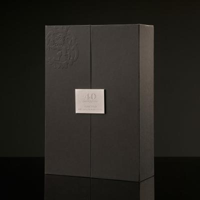China Glitter Magnetic Rigid Luxury Wine Bottle Packaging Cardboard Double Open Handmade Gift Box EVA Insert for sale