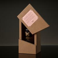 China Custom Premium Wine Packaging Leather Box Unique Rotate Open Whiskey Wooden Heart Box With Window Metal Label for sale