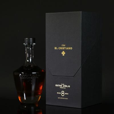 China Rectangle Paperboard Flip Top Wine Gift Box Packaging Magnetic Folding Box Beverage Rigid Boxes for sale