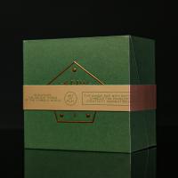 China Custom Luxury Embossing Hot Stamping Rigid Cardboard Clamshell Box Green with Insert for sale