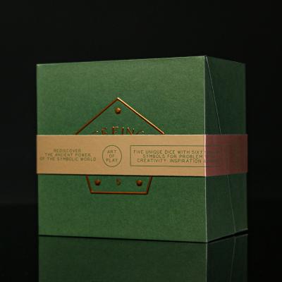 China Custom Luxury Embossing Hot Stamping Rigid Cardboard Clamshell Box Green with Insert for sale