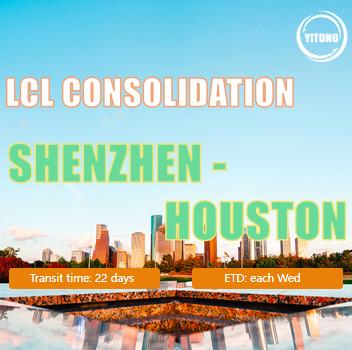 China LCL Shipping from Shenzhen to Houston 22 Days Transit Competitive Freight Rate for sale