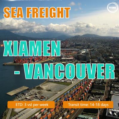 China Sea Freight Shipping from Xiamen to Vancouver Canada FCL LCL 28-35 Days for sale