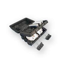 China 4 Cable Inlets Buckled Horizontal Fiber Optic Closure Box Type PLC Splitter Optical Network IP65 for sale