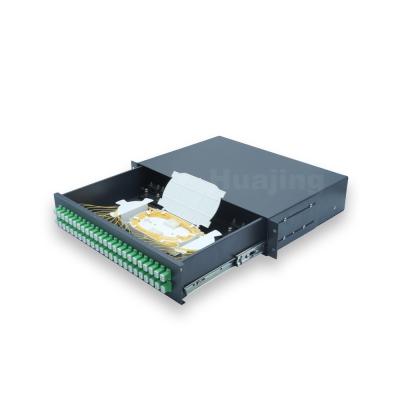 China Cold Rolled Steel Rack Mount Fiber Termination Box Drawer Type 19 Inch 288 Cores for sale