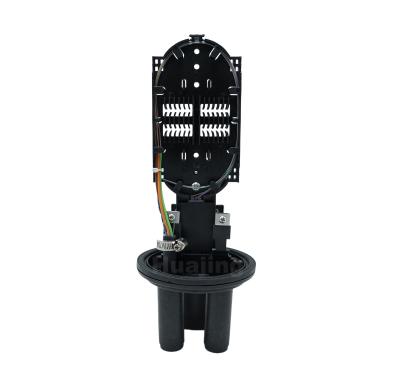 China Compact Vertical Fiber Optic Closure with 3 cable ports and 48 Core Capacity and Heat Shrinkable Sealing for sale