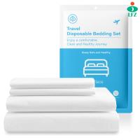 China Hygienic 4-piece Disposable Bedding Sheets Set Quilt Cover Pillowcase for Hotel Travel for sale